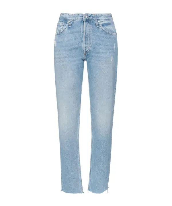 Rag & Bone Light Wash Fringed Hem Jeans