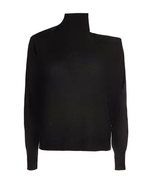KANGRA Off-the-shoulder Ribbed Knitwear With High Collar