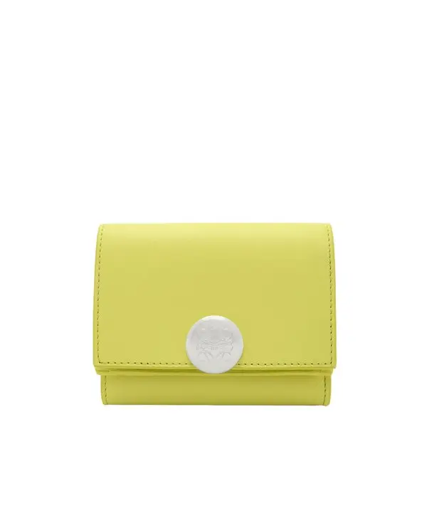 Loewe Portefeuille À Trois Volets Pebble En Cuir De Veau Nappa Brillant - Yellow