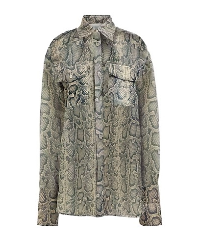 Sportmax Snake Print Sheer Organza Shirt With Crystal Embellishments