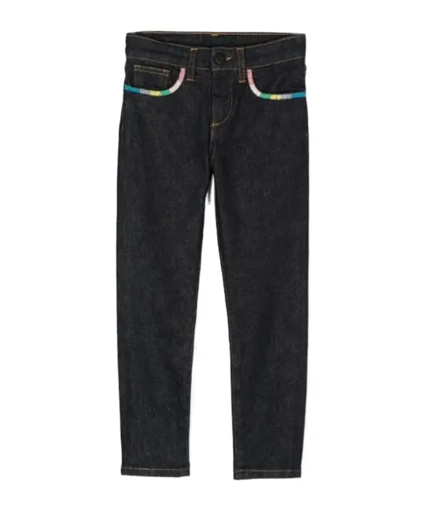 Palm Angels Stitched Trim Stretch Jeans - Black