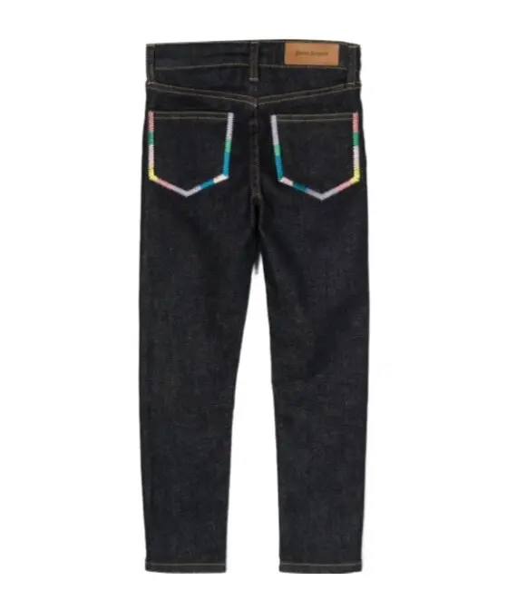 Palm Angels Stitched Trim Stretch Jeans