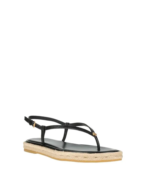 Tory Burch Leather Flat Espadrille Sandals With Buckle Detail
