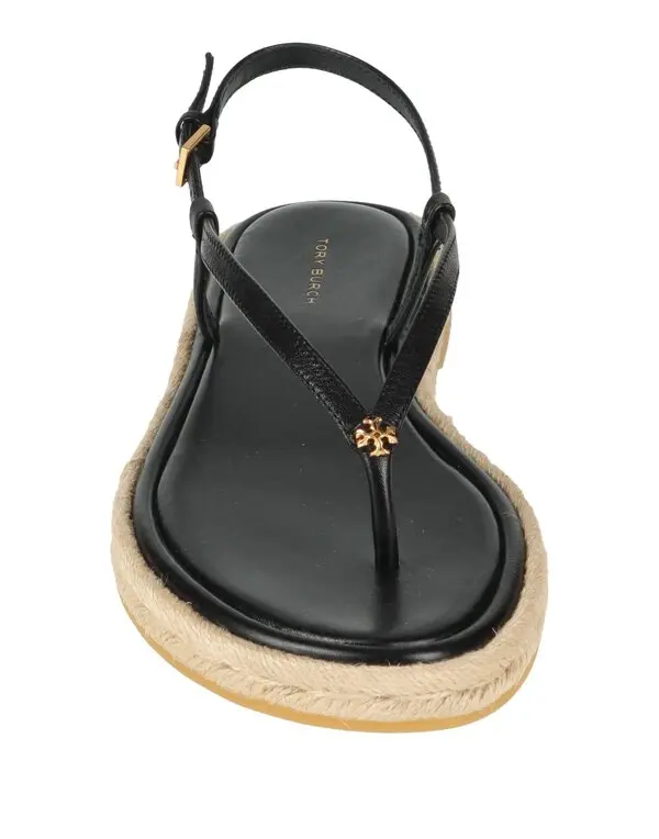 Tory Burch Leather Flat Espadrille Sandals With Buckle Detail