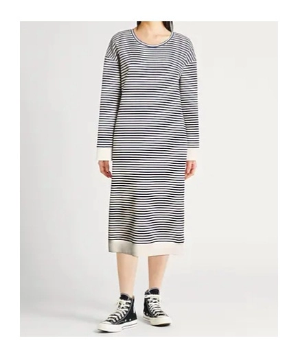 Max Mara Striped Long Sleeve Jersey Dress