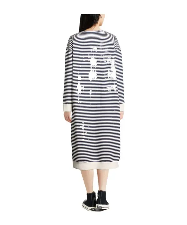 Max Mara Striped Long Sleeve Jersey Dress