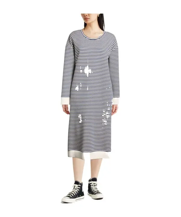 Max Mara Striped Long Sleeve Jersey Dress