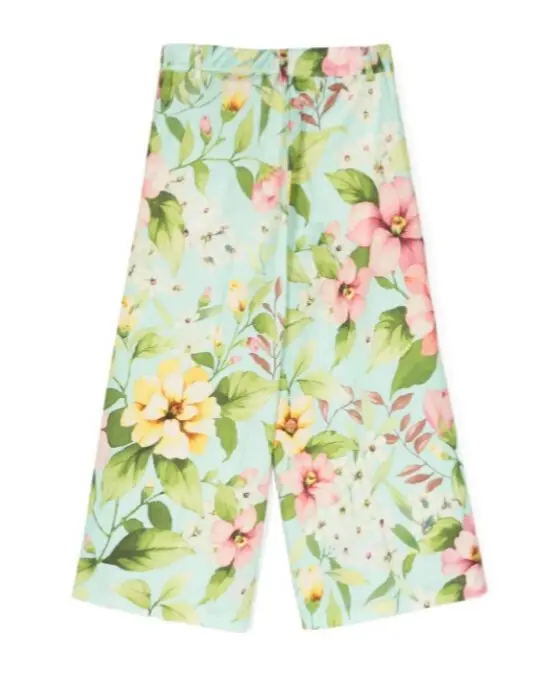 TWINSET Floral Print Cotton Blend Cropped Trousers
