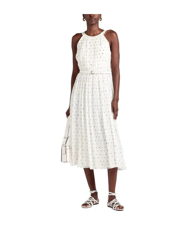 Max Mara Sleeveless Polka Dot Crepe Dress