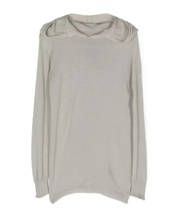 Rick Owens Fine-knit Hooded Top - Light Gray