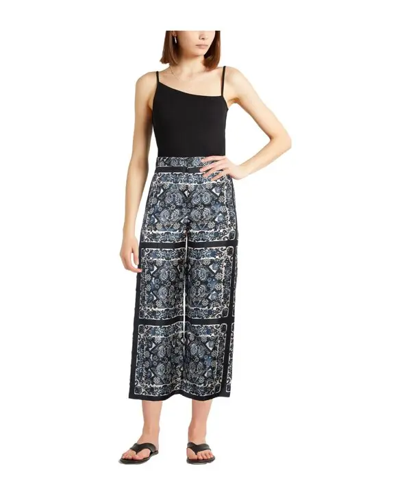Max Mara Paisley Print Satin Wide-leg Trousers