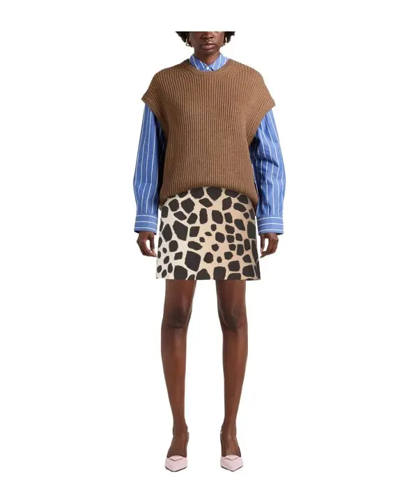 Max Mara Animal Print Twill Mini Skirt