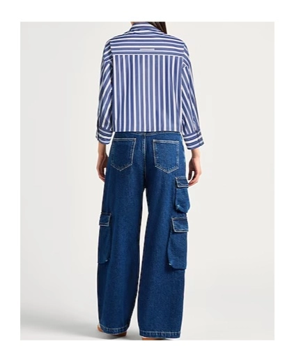 MAXCO. Max&co. Striped Chambray Shirt With Embroidered Logo