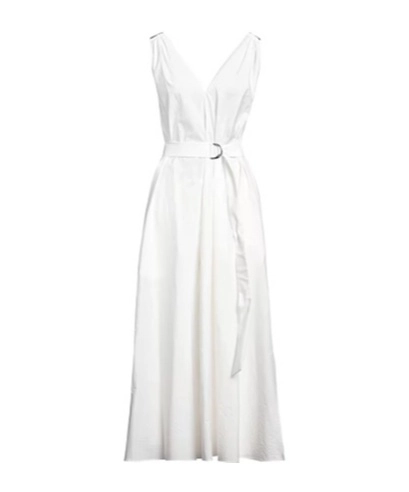 Brunello Cucinelli V-neck Waist-cinched Dress - White