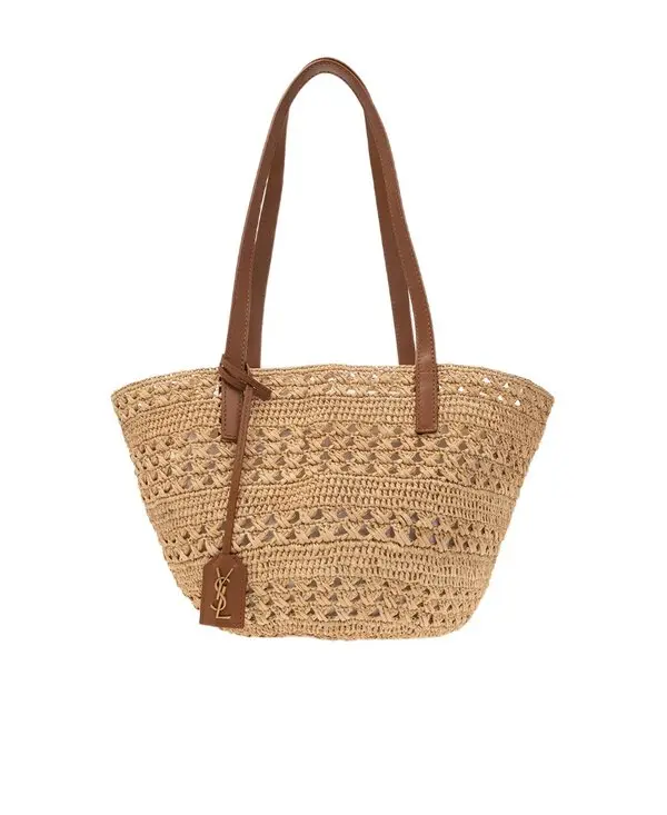 Saint Laurent Logo Pendant Crochet Tote Bag