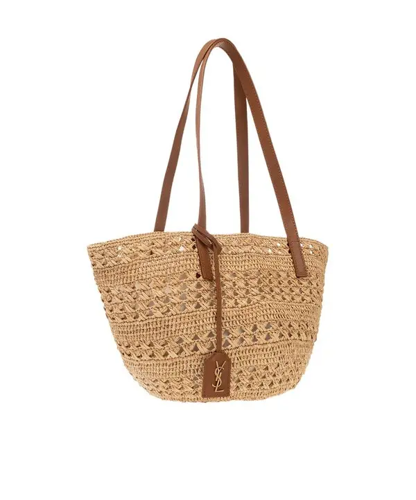 Saint Laurent Logo Pendant Crochet Tote Bag