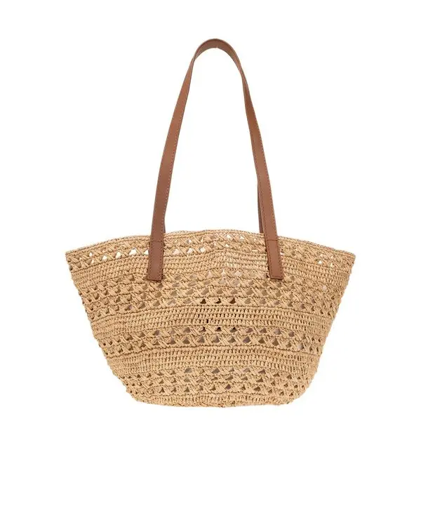 Saint Laurent Logo Pendant Crochet Tote Bag