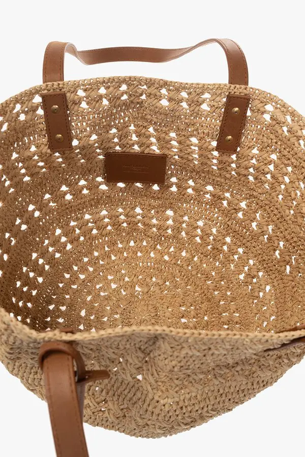 Saint Laurent Logo Pendant Crochet Tote Bag