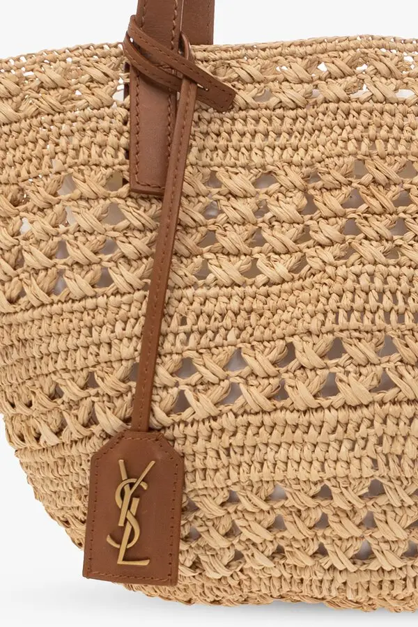 Saint Laurent Logo Pendant Crochet Tote Bag