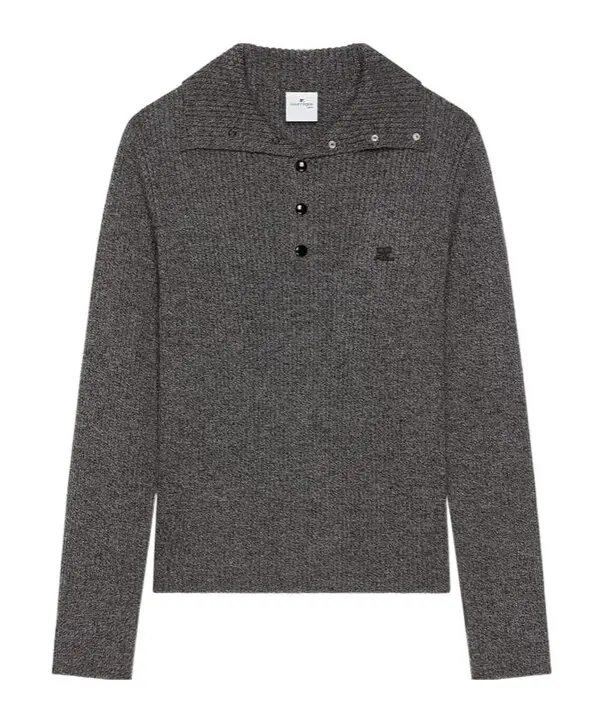 COURREGES Ribbed-knit Polo Top
