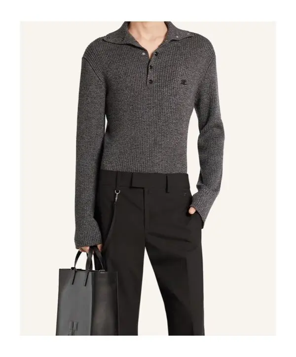 COURREGES Ribbed-knit Polo Top