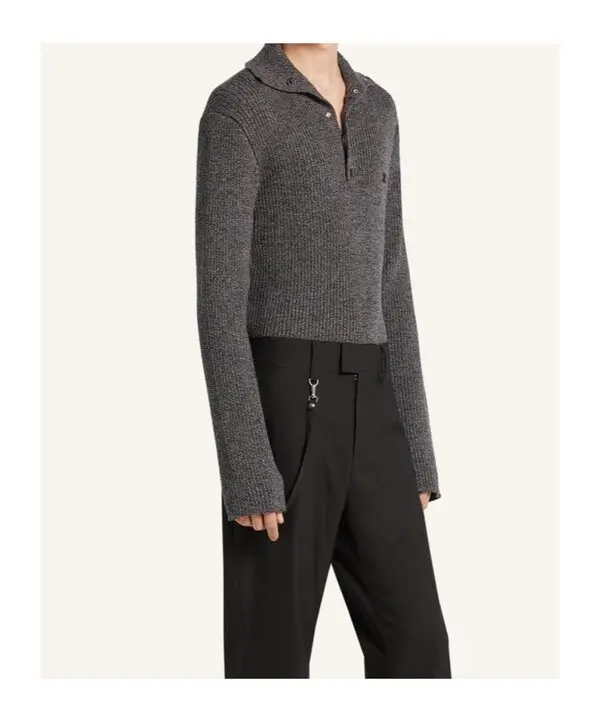 COURREGES Ribbed-knit Polo Top