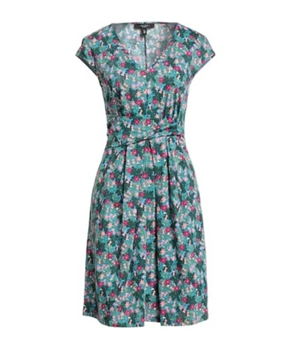 Max Mara Printed V-neck Cap Sleeve Jersey Dress
