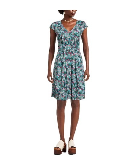 Max Mara Printed V-neck Cap Sleeve Jersey Dress