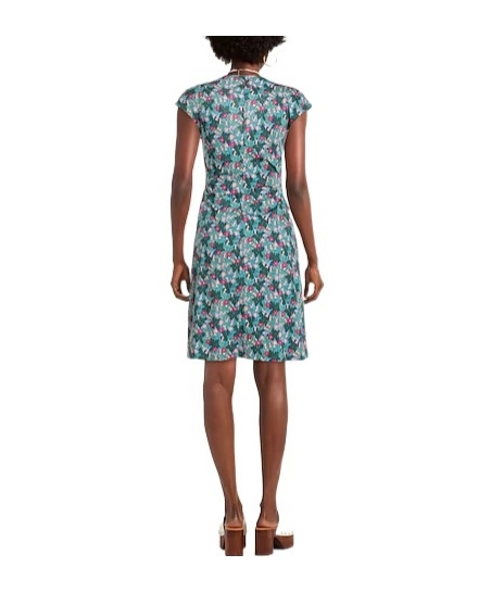Max Mara Printed V-neck Cap Sleeve Jersey Dress