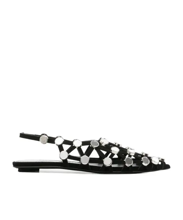 Attico Grid Rhinestone Embellished Ballerina Flats - No