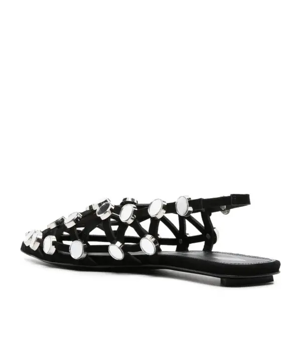 Attico Grid Rhinestone Embellished Ballerina Flats - No
