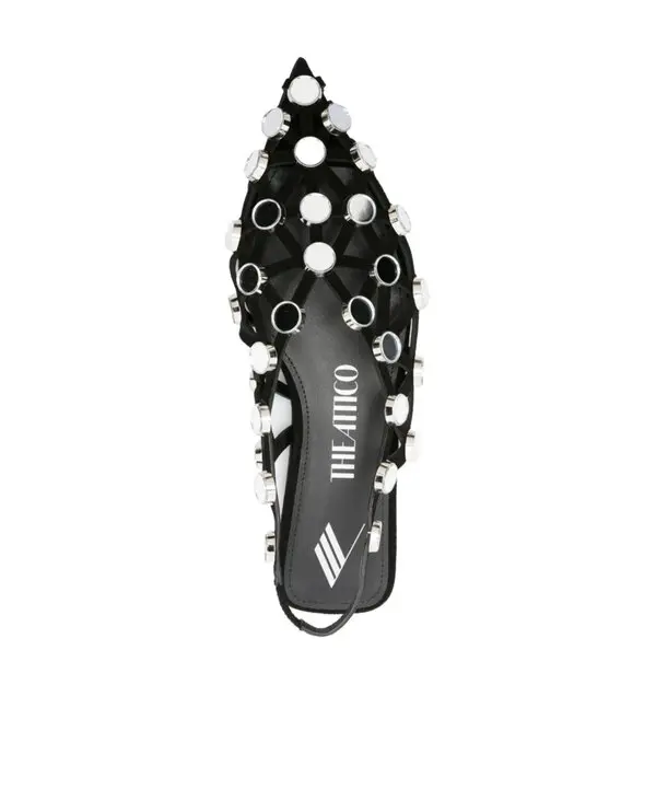 Attico Grid Rhinestone Embellished Ballerina Flats - No
