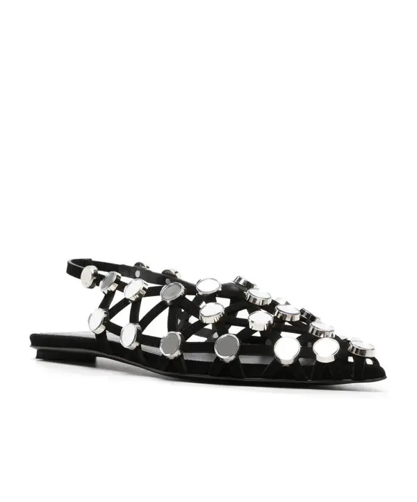 Attico Grid Rhinestone Embellished Ballerina Flats - No