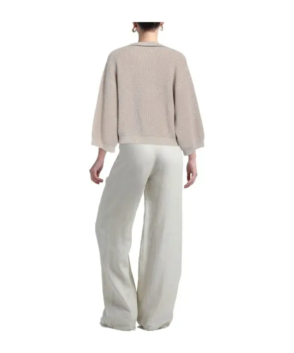 Brunello Cucinelli Waffle-knit Top With Shimmer Detail