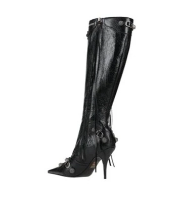 Balenciaga Patent Leather Pointed-toe High-heel Ankle Boots In Small Sizes