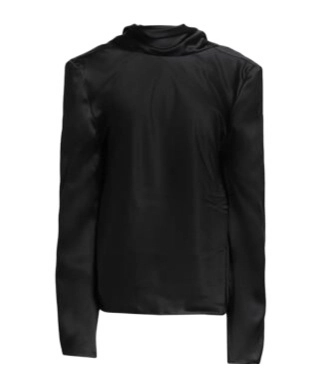 Saint Laurent Glossy Satin Turtleneck Top
