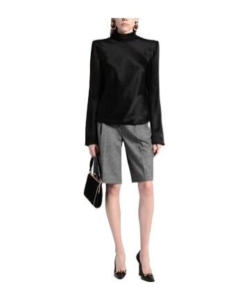 Saint Laurent Glossy Satin Turtleneck Top
