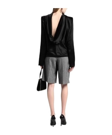Saint Laurent Glossy Satin Turtleneck Top