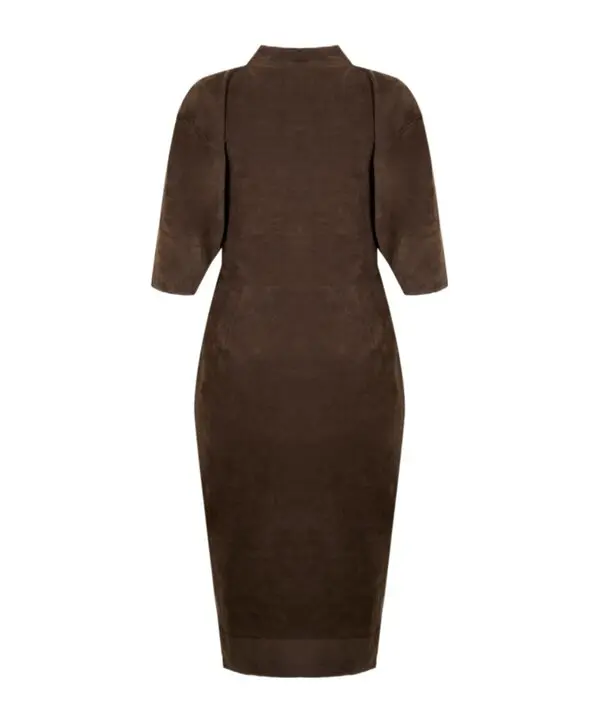 LEMAIRE V-neck Three-quarter Sleeve Midi Dress - Deep Khaki