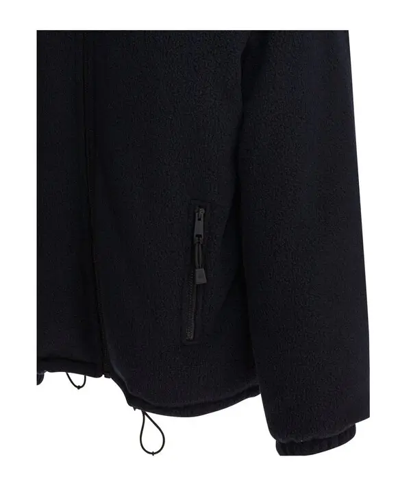 Miu Miu Fleece Down Jacket With Embroidered Logo - Navy Blue