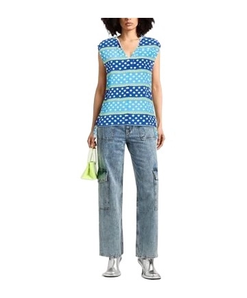 Marni Polka Dot Crepe Top - Blue