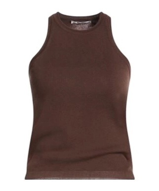 Max Mara Crew-neck Racerback Ribbed Tank Top - Brown