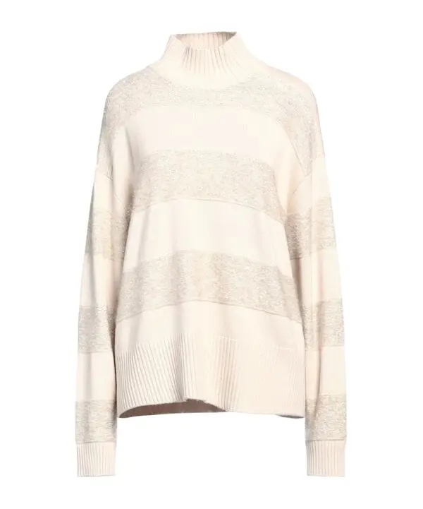 Brunello Cucinelli Mock Neck Knit Sweater With Sequined Stripes