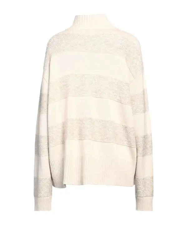 Brunello Cucinelli Mock Neck Knit Sweater With Sequined Stripes