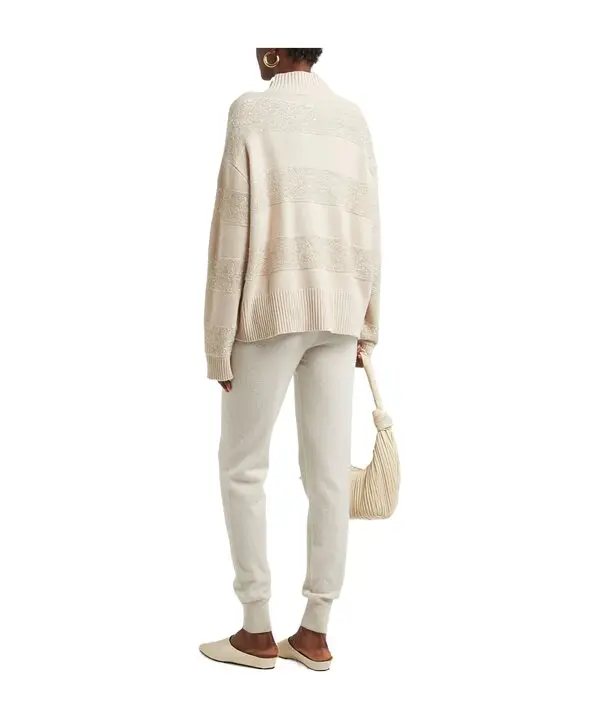 Brunello Cucinelli Mock Neck Knit Sweater With Sequined Stripes
