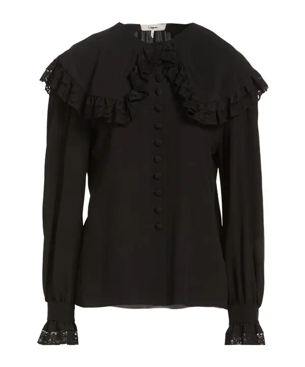 Chloé Ruched Crepe Shirt With Lace Trims