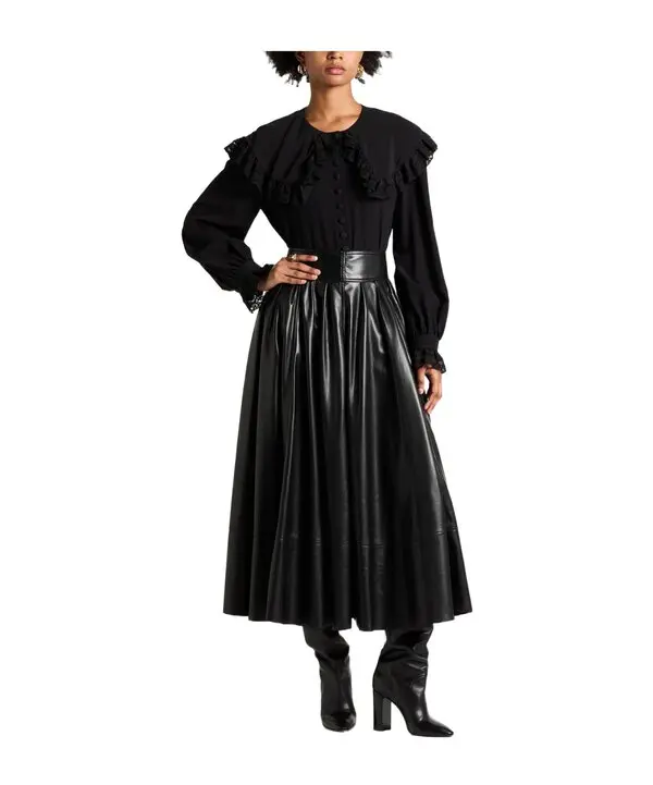 Chloé Ruched Crepe Shirt With Lace Trims