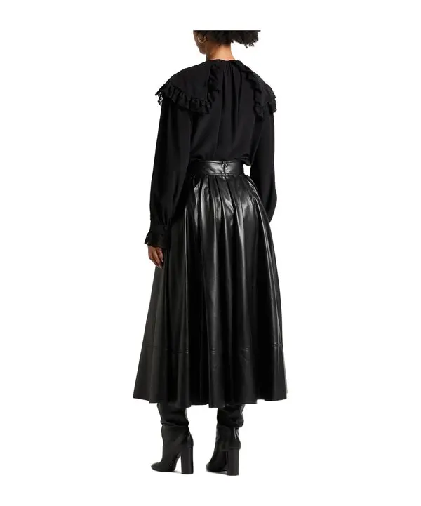 Chloé Ruched Crepe Shirt With Lace Trims