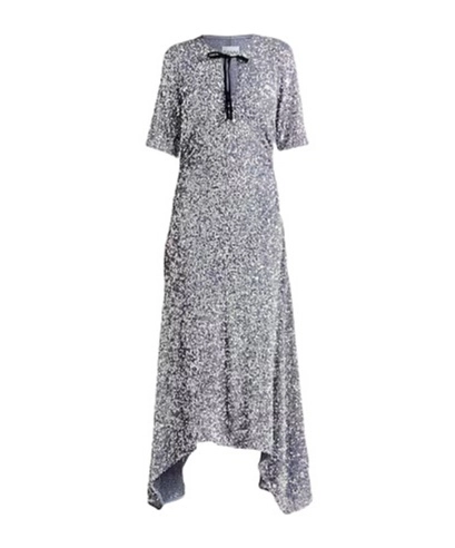 GANNI Sequined Knit Midi Dress - Gray