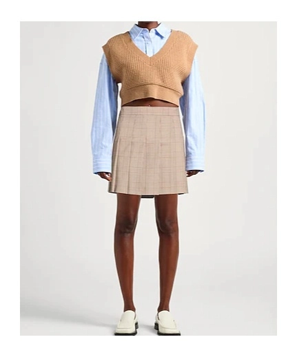 Max Mara Pleated Prince Of Wales Check Tweed Skirt